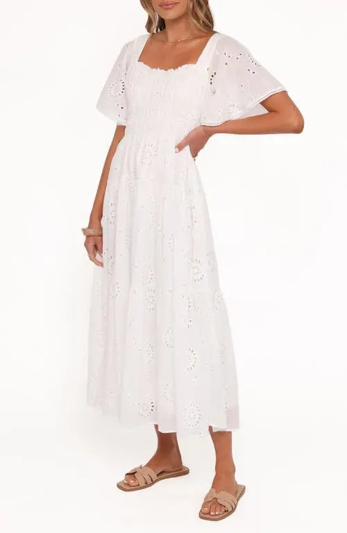 PETAL & PUP Tierney Eyelet Embroidered Midi Dress