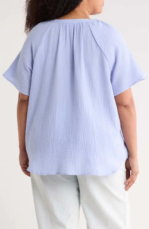BEACHLUNCHLOUNGE Artina Short Sleeve Blouse - Light Denim