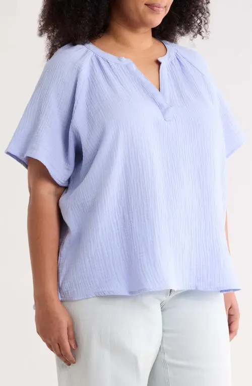 BEACHLUNCHLOUNGE Artina Short Sleeve Blouse - Light Denim