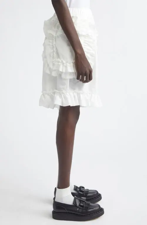 Comme Des Garçons Ruffle Trim Broadcloth Bloomer Shorts