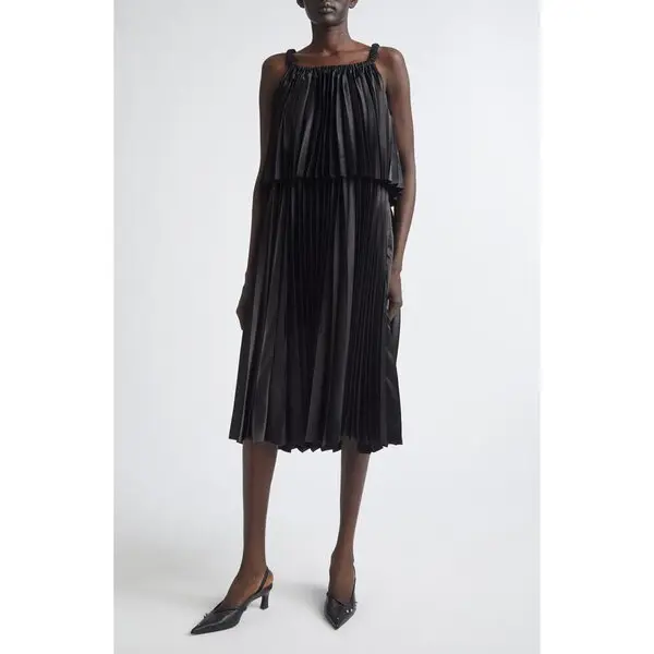 Noir Kei Ninomiya Pleated Satin Midi Dress