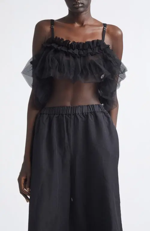 Noir Kei Ninomiya Ruffled Georgette & Tulle Crop Top