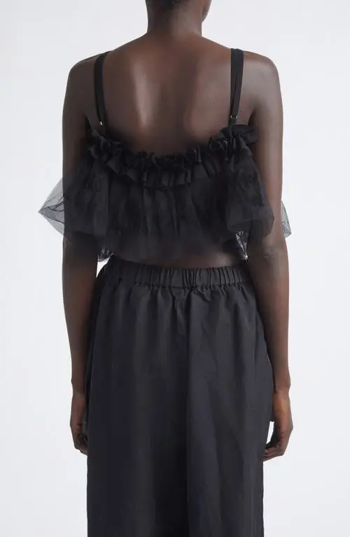 Noir Kei Ninomiya Ruffled Georgette & Tulle Crop Top