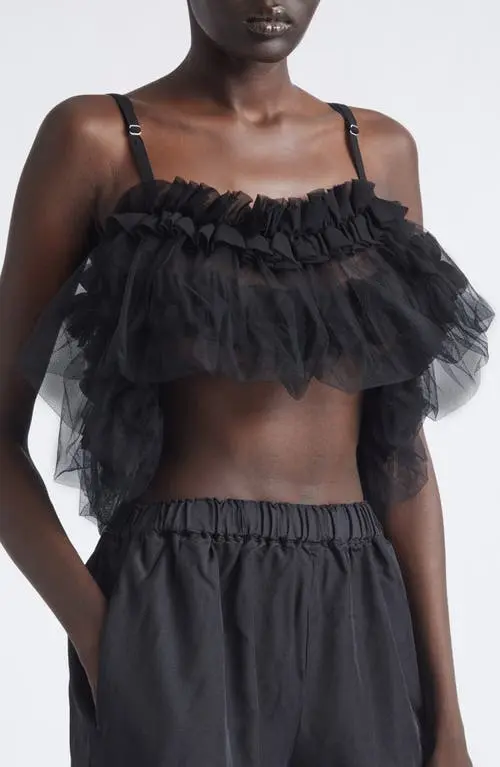 Noir Kei Ninomiya Ruffled Georgette & Tulle Crop Top