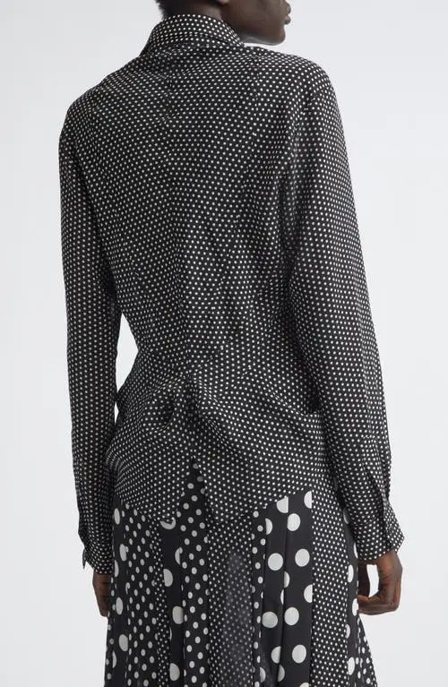Junya Watanabe Polka Dot Georgette Button-up Shirt - Black/white