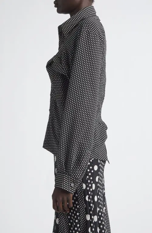 Junya Watanabe Polka Dot Georgette Button-up Shirt - Black/white