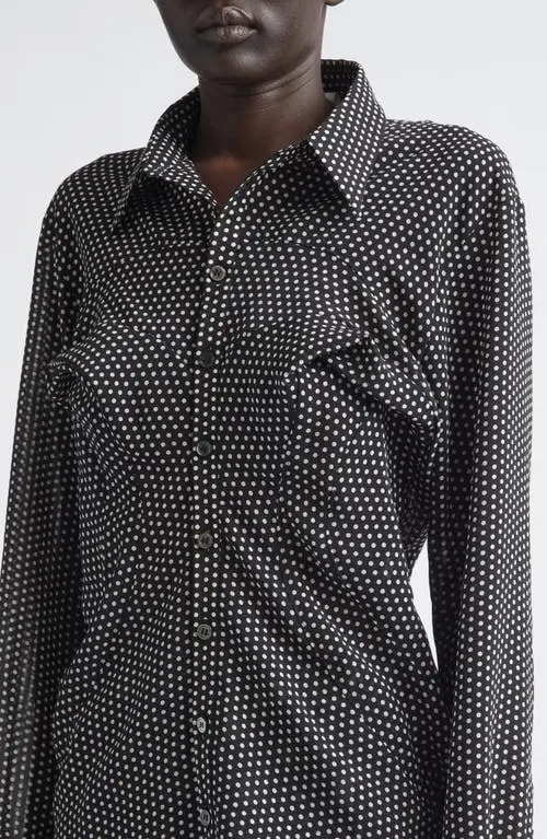 Junya Watanabe Polka Dot Georgette Button-up Shirt - Black/white