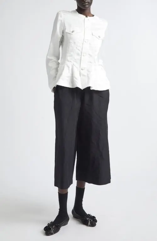Comme Des Garçons Raw Edge Satin Peplum Jacket