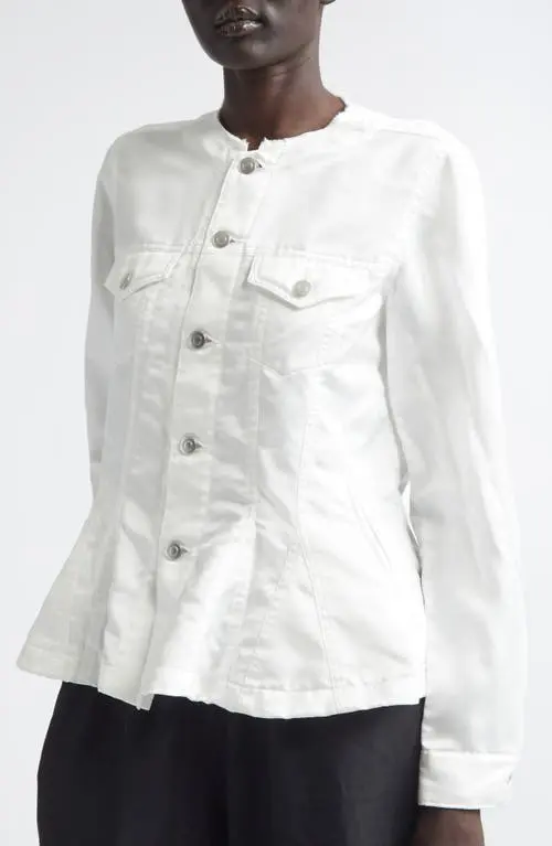 Comme Des Garçons Raw Edge Satin Peplum Jacket