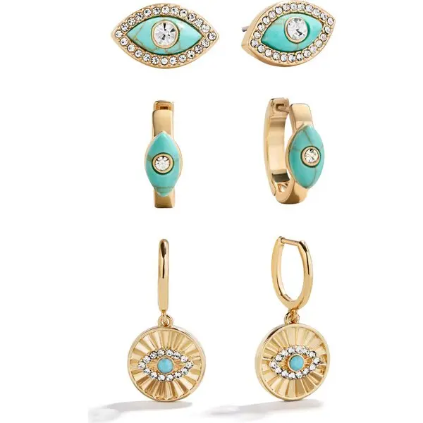 Baublebar Set Of Three Evil Eye Earrings - Turquoise