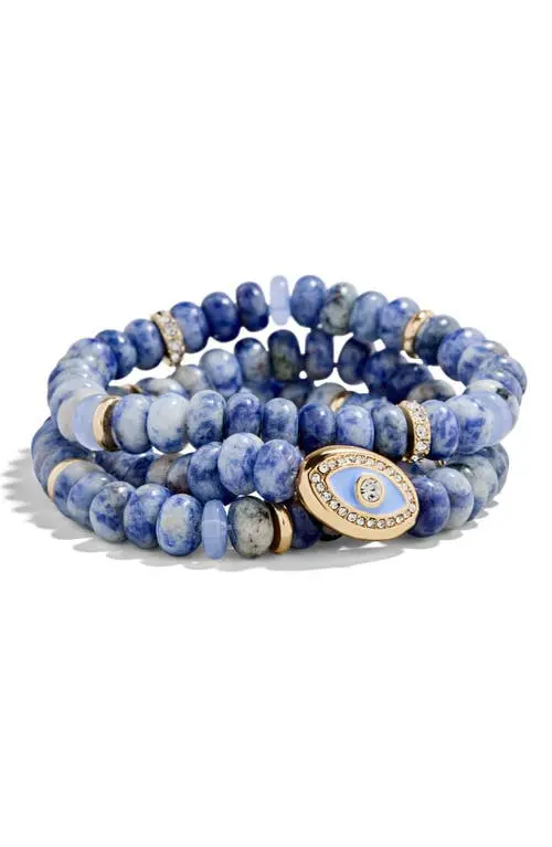 Baublebar Evil Eye Beaded Bracelet Set - Drk Blue