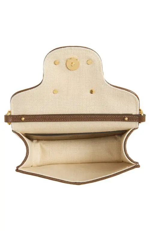 Valentino Garavani Small Locò Embroidered Linen Shoulder Bag - Beige Multi