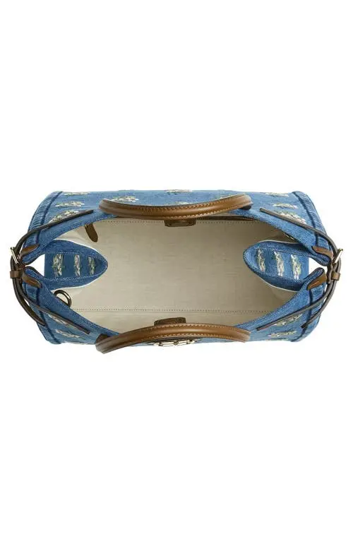 Valentino Garavani Medium Antibes Embroidered Denim Tote - Blue Multi