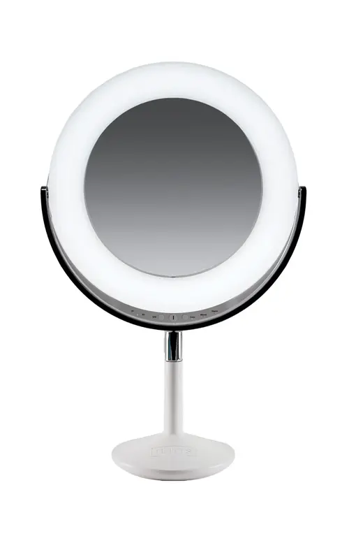 ILIOS LIGHTING Beauty Ring Brightness-controlled Dual-magnification Makeup Mirror - White