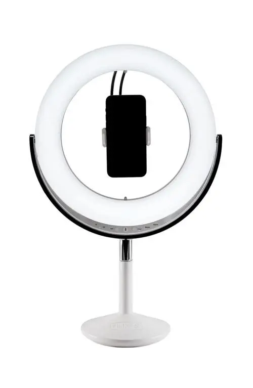 ILIOS LIGHTING Beauty Ring Brightness-controlled Dual-magnification Makeup Mirror - White