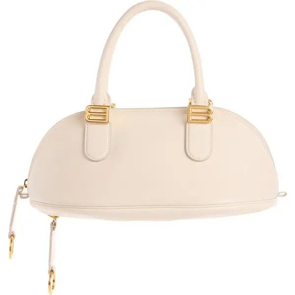 Balenciaga Mini Bolero Leather Bowling Bag - Cream/biscuit