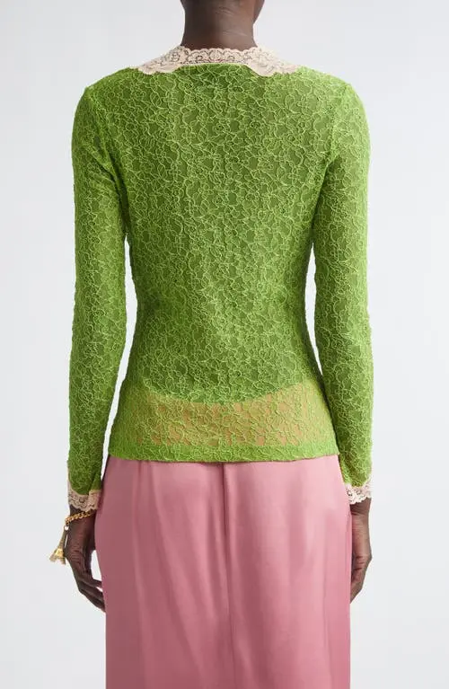 Valentino Garavani Scalloped Trim Lace Cardigan - Green