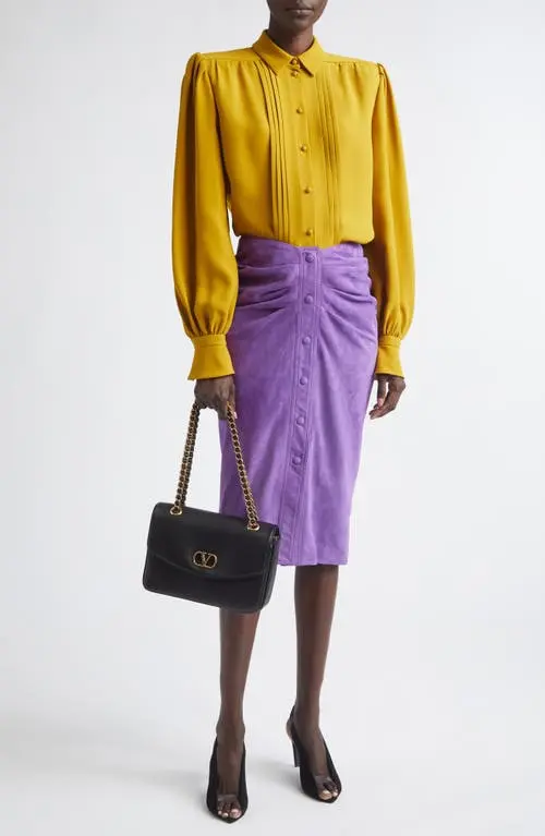 Valentino Garavani Pintuck Silk Cady Button-up Shirt