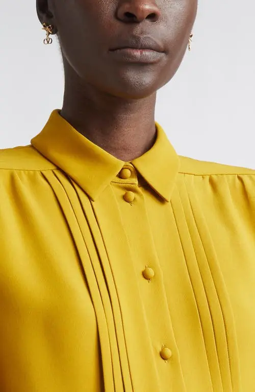 Valentino Garavani Pintuck Silk Cady Button-up Shirt