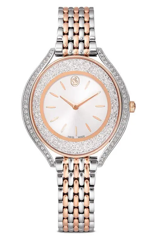 SWAROVSKI Crystalline Aura Bracelet Watch With Rose Gold-tone Pvd And Crystals - Silver/pink