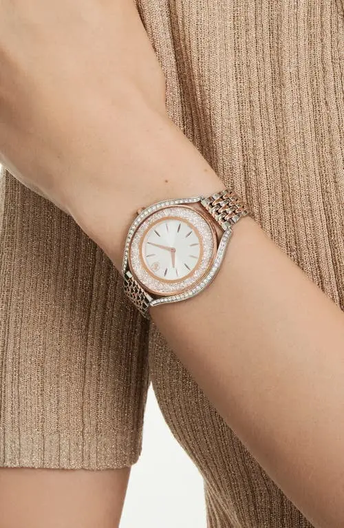 SWAROVSKI Crystalline Aura Bracelet Watch With Rose Gold-tone Pvd And Crystals - Silver/pink