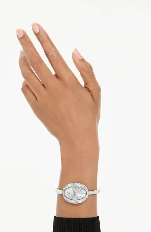 SWAROVSKI Oval Bangle Watch With Crystal Bezel - Silver