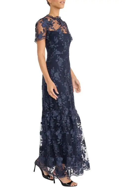Maggy London Embroidered Tiered Gown