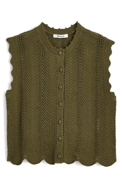 Madewell Wavy Knit Button-up Shell - Faded Ivy