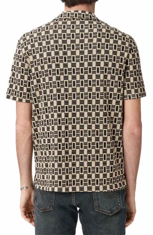 John Varvatos Geo Pattern Knit Camp Shirt