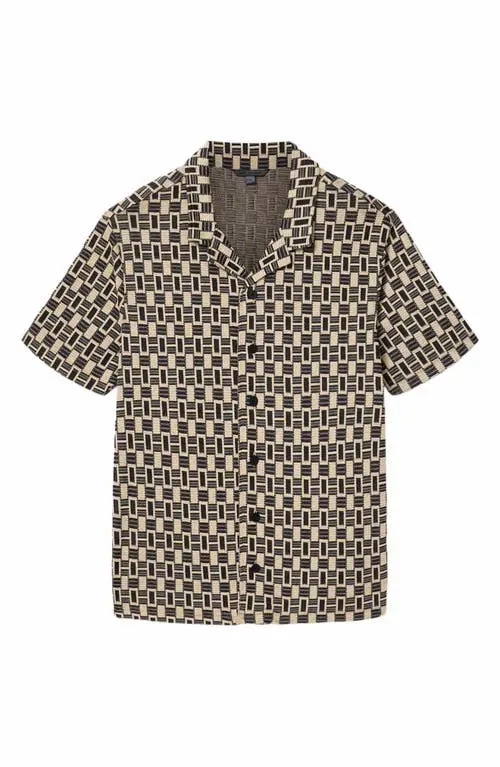 John Varvatos Geo Pattern Knit Camp Shirt