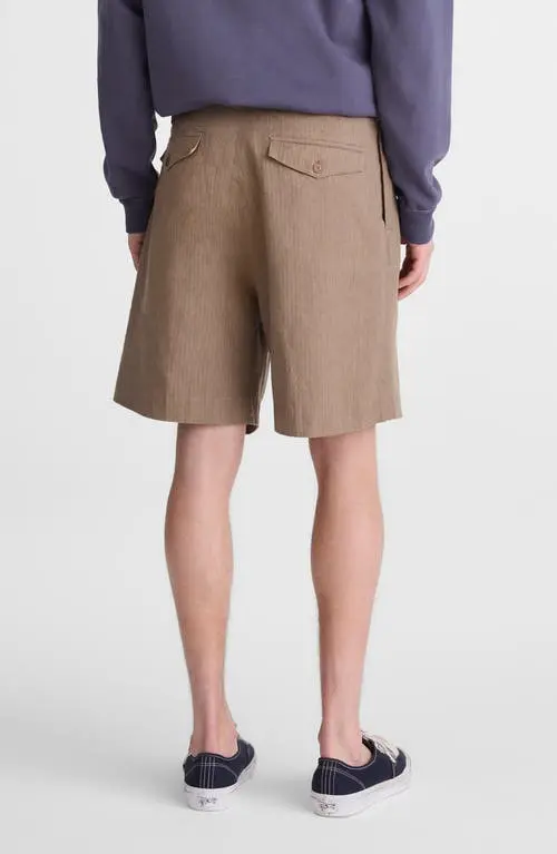 Madewell Herringbone Double Pleated Cotton & Linen Shorts