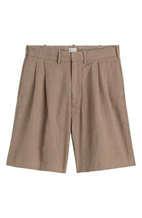 Madewell Herringbone Double Pleated Cotton & Linen Shorts