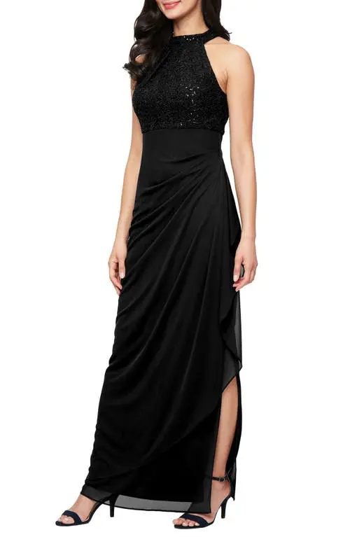 Alex Evenings Lace & Sequin Sleeveless Gown