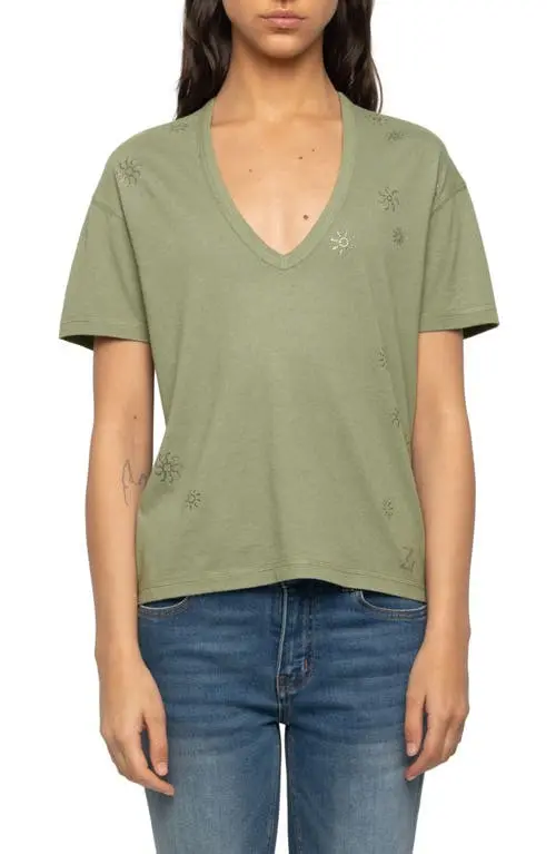 Zadig&Voltaire Marta Embellished V-neck T-shirt - Tea