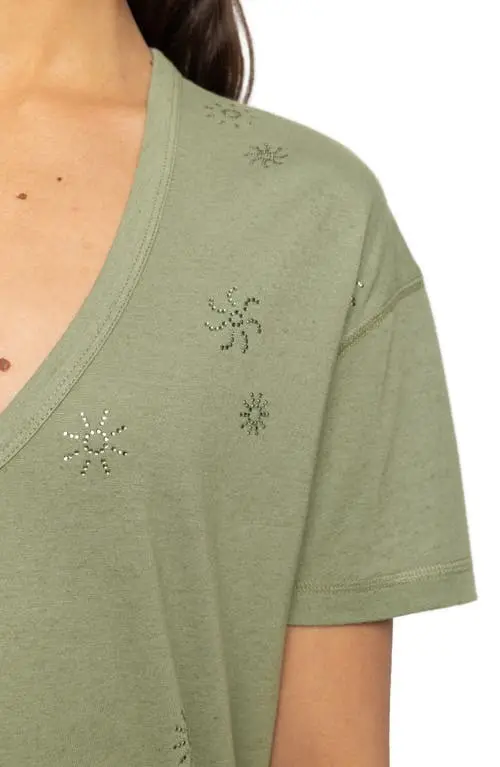 Zadig&Voltaire Marta Embellished V-neck T-shirt - Tea
