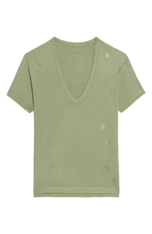Zadig&Voltaire Marta Embellished V-neck T-shirt - Tea
