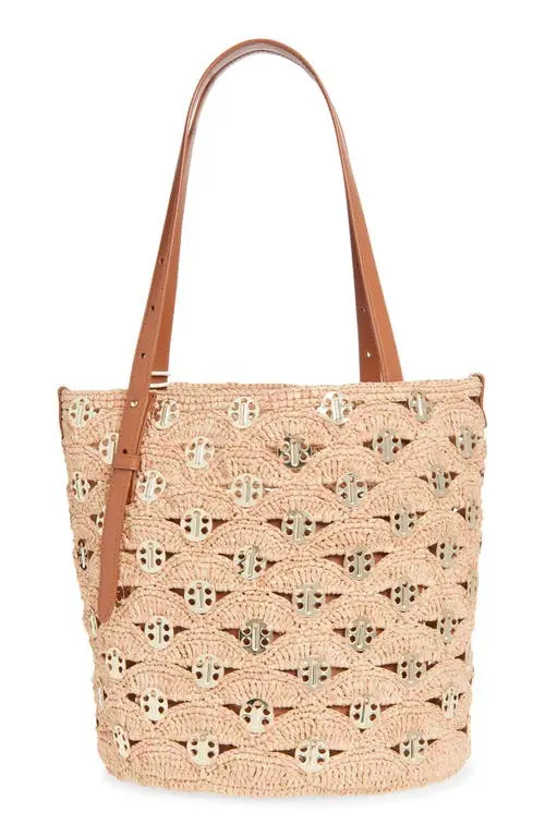 Rabanne Raffia Disc North South Bucket Bag