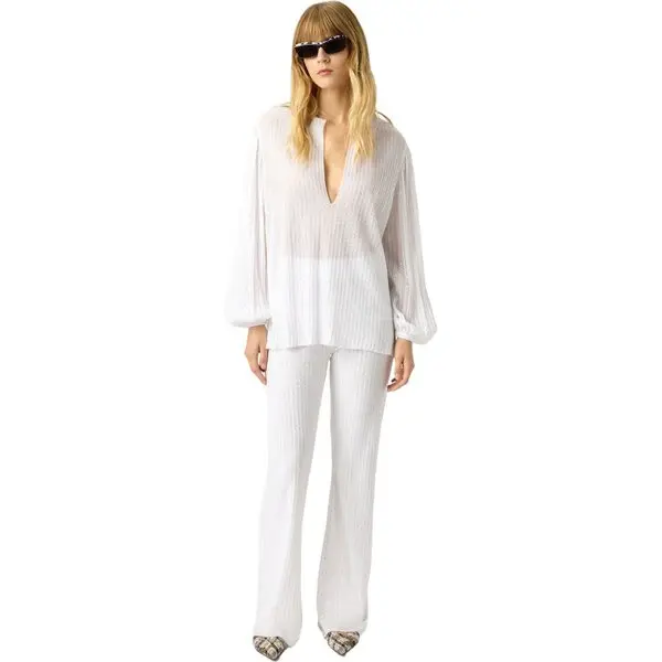 Missoni Ribbed Viscose Lamé Blouse With Sequins - White