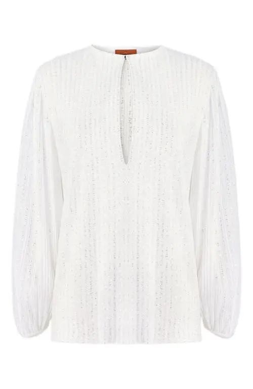 Missoni Ribbed Viscose Lamé Blouse With Sequins - White