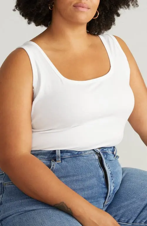 Universal Standard Square Neck Stretch Cotton Tank - White
