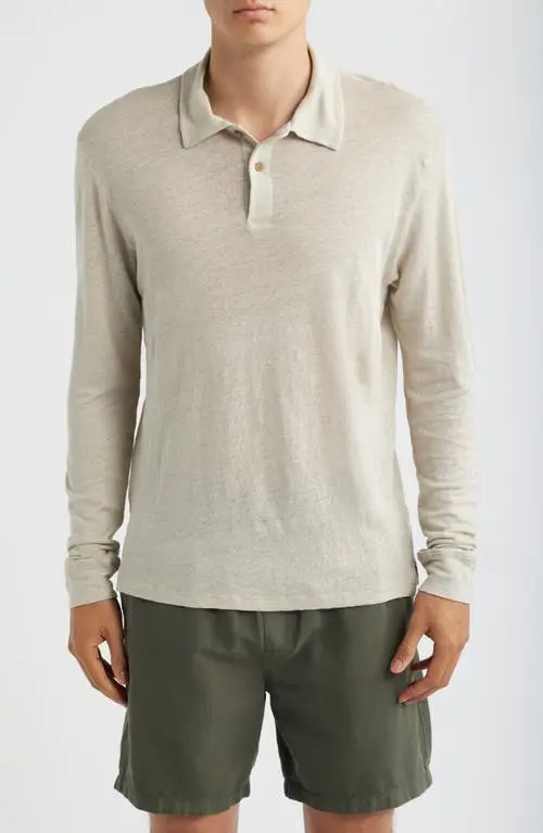 ALEX CRANE Linen Long Sleeve Polo - Bone