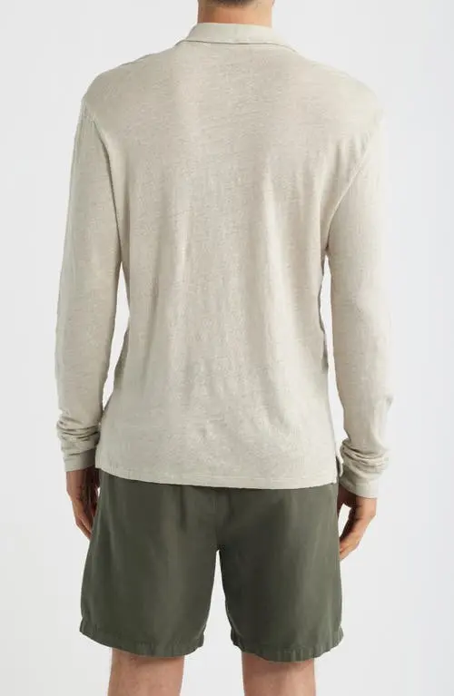 ALEX CRANE Linen Long Sleeve Polo - Bone