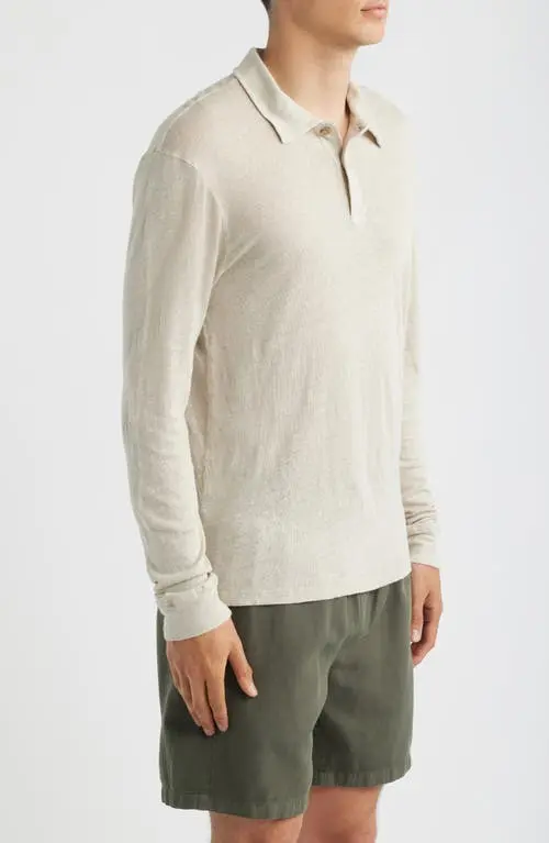 ALEX CRANE Linen Long Sleeve Polo - Bone