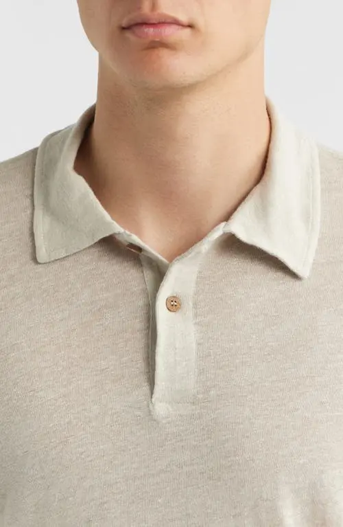 ALEX CRANE Linen Long Sleeve Polo - Bone
