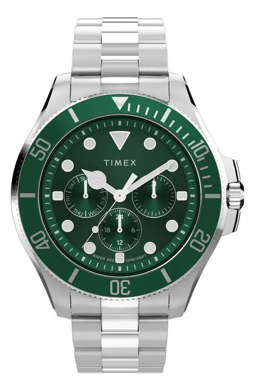 Timex® Timex Harborside Coast Stainless Steel Bracelet Watch - Green/silverone