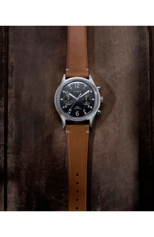 Timex® Timex Mk1 Chronograph Leather Strap Watch