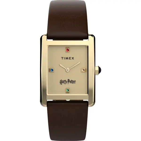 Timex® Harry Potter X Timex Rectangular Leather Strap Watch - Goldone