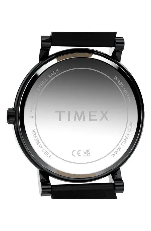 Timex® Timex Round Leather Strap Watch