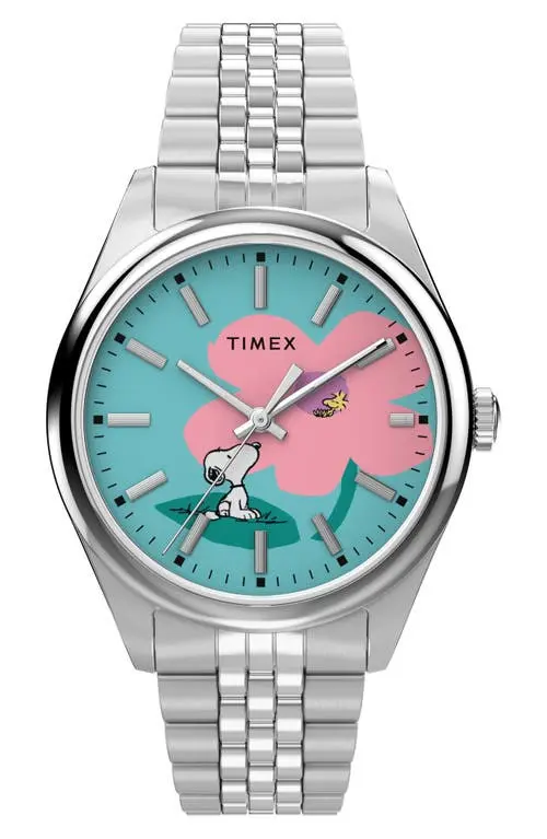 Timex® Timex X Peanuts Snoopy Stainless Steel Bracelet Watch - Silverone