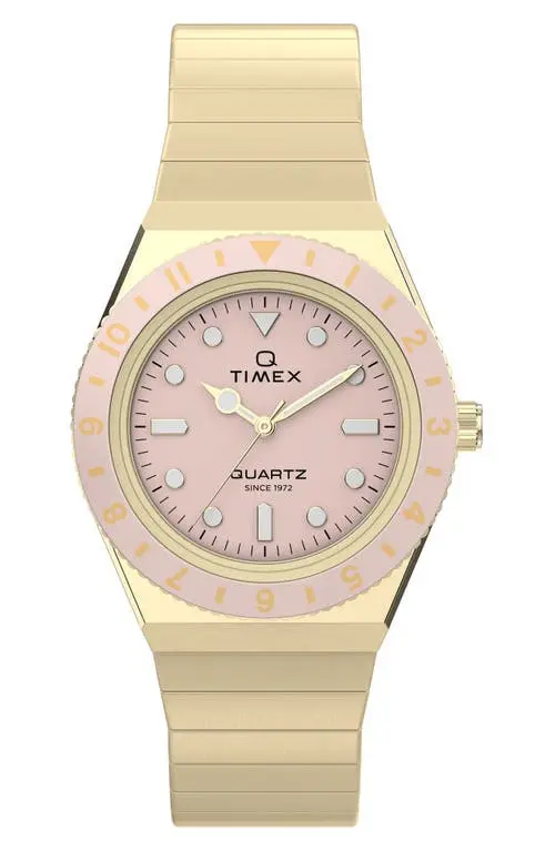 Timex® Q Mini 30mm Stainless Steel Expansion Band Watch - Pink/goldone